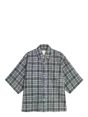 NEW AMSTERDAM SURF ASSOCIATION Quarter-sleeve Checked Shirt - Blue