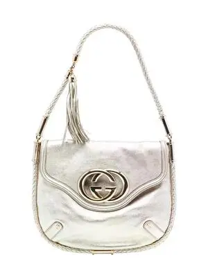 Gucci Metallic Calfskin Britt Tassel Flap Shoulder Bag - Gold