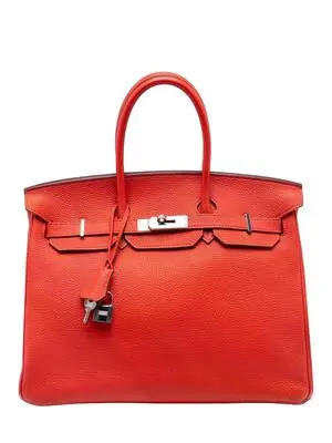 Hermès 2000-2014 Togo Birkin Retourne 35 Handbag - Red