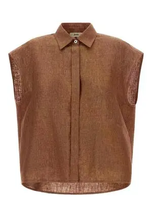 Herno Concealed-fastening Sleeveless Shirt - Brown