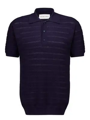 Frescobol Carioca Navy Vidal Cotton Jacquard Polo - Blue