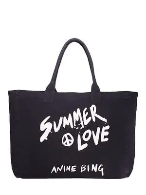 ANINE BING Leo Large Denim Tote - Black