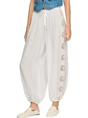 Sandro Crinkled Wide Leg Trousers - White