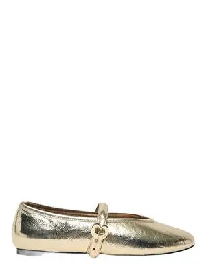 Maje Metallic Leather Ballerinas - Light Gold