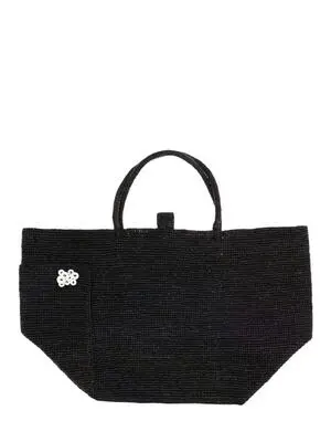 MERCIEL Raffia Tote - Black