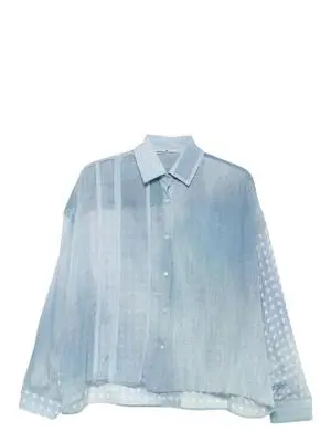 Ermanno Scervino Lace Trim Polka Dot Shirt - Blue