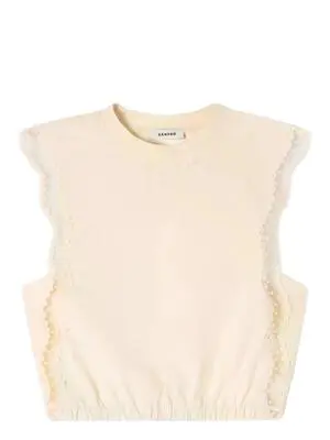 Sandro Lace Trim Sleeveless Top - Neutrals