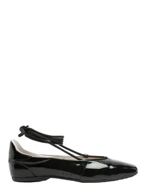 Patrizia Pepe Ankle-tie Pointed Toe Ballet Flats - Black
