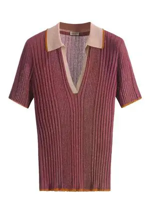 ROBERTO COLLINA Ribbed V-neck T-shirt - Red