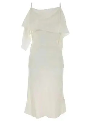 MAISON MARGIELA Ruffled Midi Dress - Neutrals