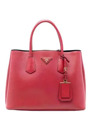 Prada Medium Saffiano Cuir Double Satchel - Red