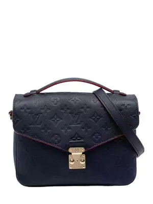 LOUIS VUITTON 2017 Louis Vuitton Monogram Empreinte Pochette Metis Satchel Blue