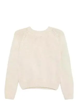 Filson Cream White Round Neck Ribbed Knit Long Sleeve Sweater - Neutrals