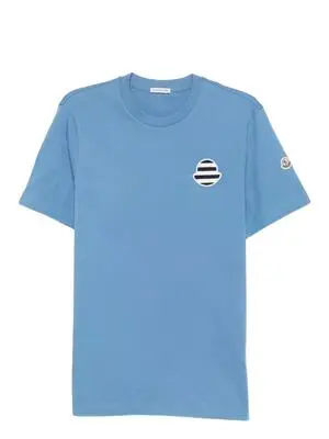 Moncler Striped-logo Cotton T-shirt - Blue