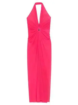 FISICO Halterneck Gathered Dress Pink
