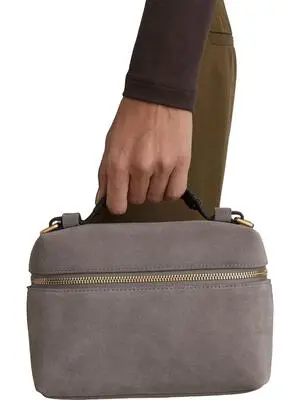 REISS Ines Suede Vanity Crossbody Bag - Grey