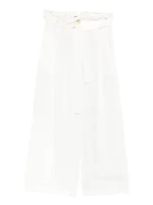 Pinko Belted Wide Leg Trousers - White
