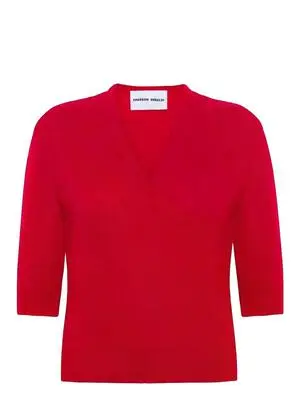 EMERSON RENALDI V-neck 3/4 Sleeve Sweater - Red