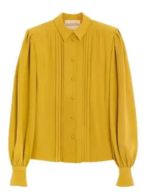 Valentino Garavani Cady Couture Shirt With Pleating And Padded Shoulders - Yellow