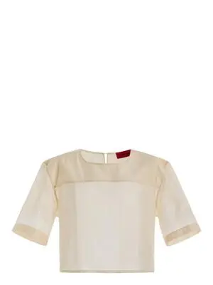 THE LATEST Dulce Cropped Muslin Top - White