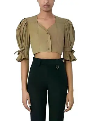 Chloé Buttoned Cropped Shirt - Green
