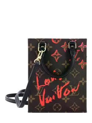 LOUIS VUITTON Petit Sac Plat Limited Edition Fall In Love Monogram Tote - Brown