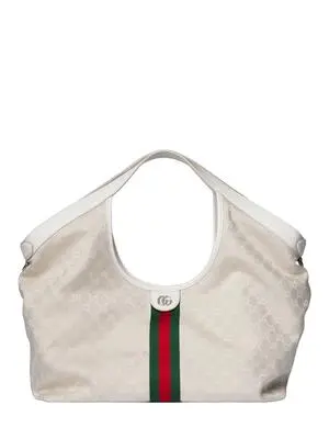 Gucci Giglio Large Gg Canvas Tote - White