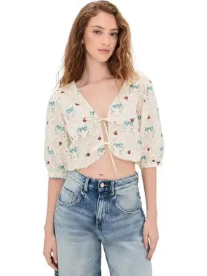 Agua Bendita Salem Cherish Eyelet Crop Top - Multicolor