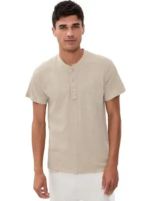 Rag & Bone Classic Flame Short Sleeve Henley Tee - Taupe