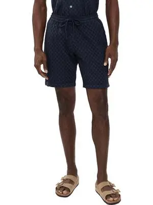 Universal Works Textured Check Cotton Shorts - Navy