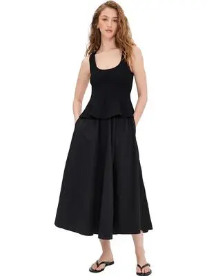 LA LIGNE Peplum Combo Midi Dress - Black