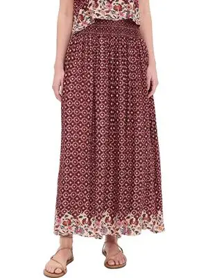 Natalie Martin Bella Floral Printed Skirt Mosaic Spice