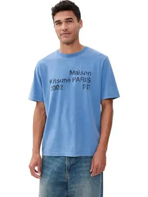 Maison Kitsuné 2002 Faded Comfort Tee - Lapis Blue Faded