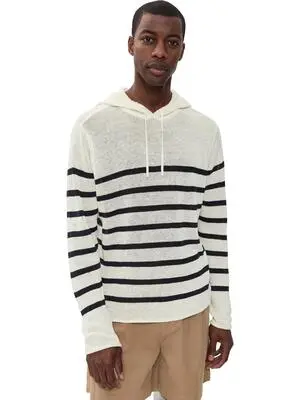 Onia Frank Hooded Striped Sweater - Midnight/egret