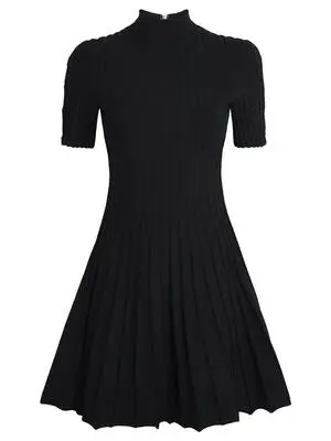 Maje High-neck Rib-knit Mini Dress - Black