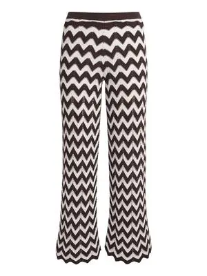 Maje Cotton Crochet Zigzag Trousers Brown