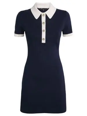 Maje Cotton-blend Polo Mini Dress - Blue