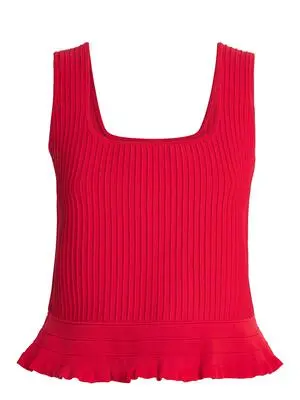 Maje Ruffled Crop Top - Red