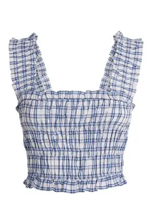 Maje Cotton Embellished Smocked Top - White