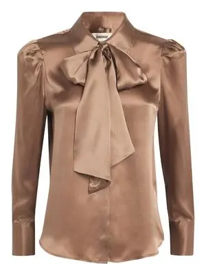 L'Agence Silk Tie Blouse - Brown