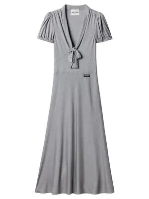 Miu Miu Silk Jersey Midi Dress - Grey