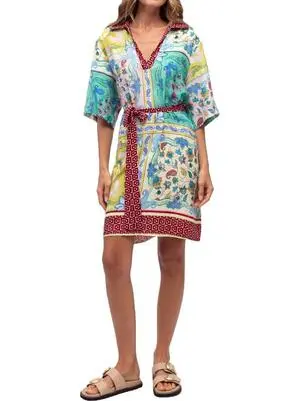 LABEL OF LOVE Garden Mosaic Short Dress - Blue