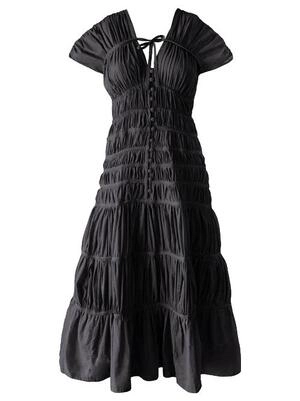BRUNNA.CO Srikandi Ruffle Maxi Dress - Black