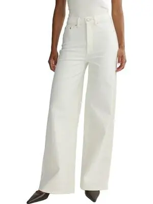 DL1961 Hepburn High Waist Wide Leg Jeans - Eggshell