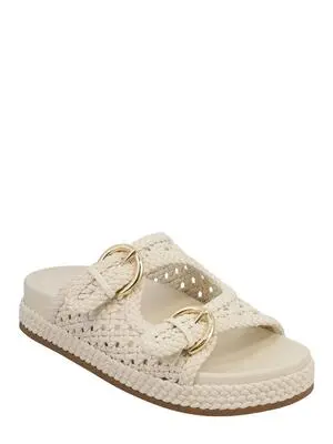 Mia Braided Buckle Strap Platform Sandals - Bone