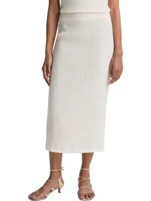 Vince Grid Textured Midi Skirt - Chalk