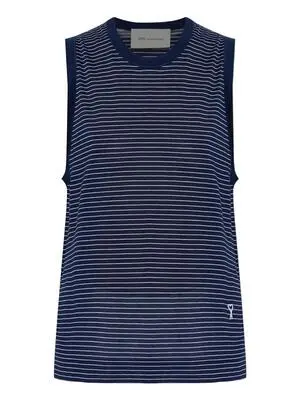 Ami Striped Knit Top - Navy Blue