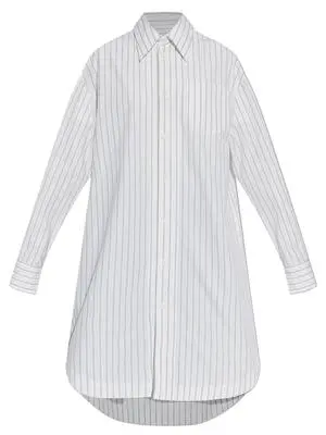 Ami Striped Shirt Dress - White