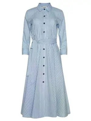 L'Agence Ralphie Striped Midi Shirt Dress - Blue