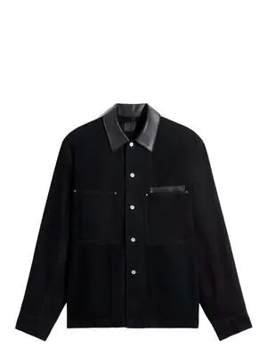 LEMAIRE Leather-collar Shirt Jacket - Black